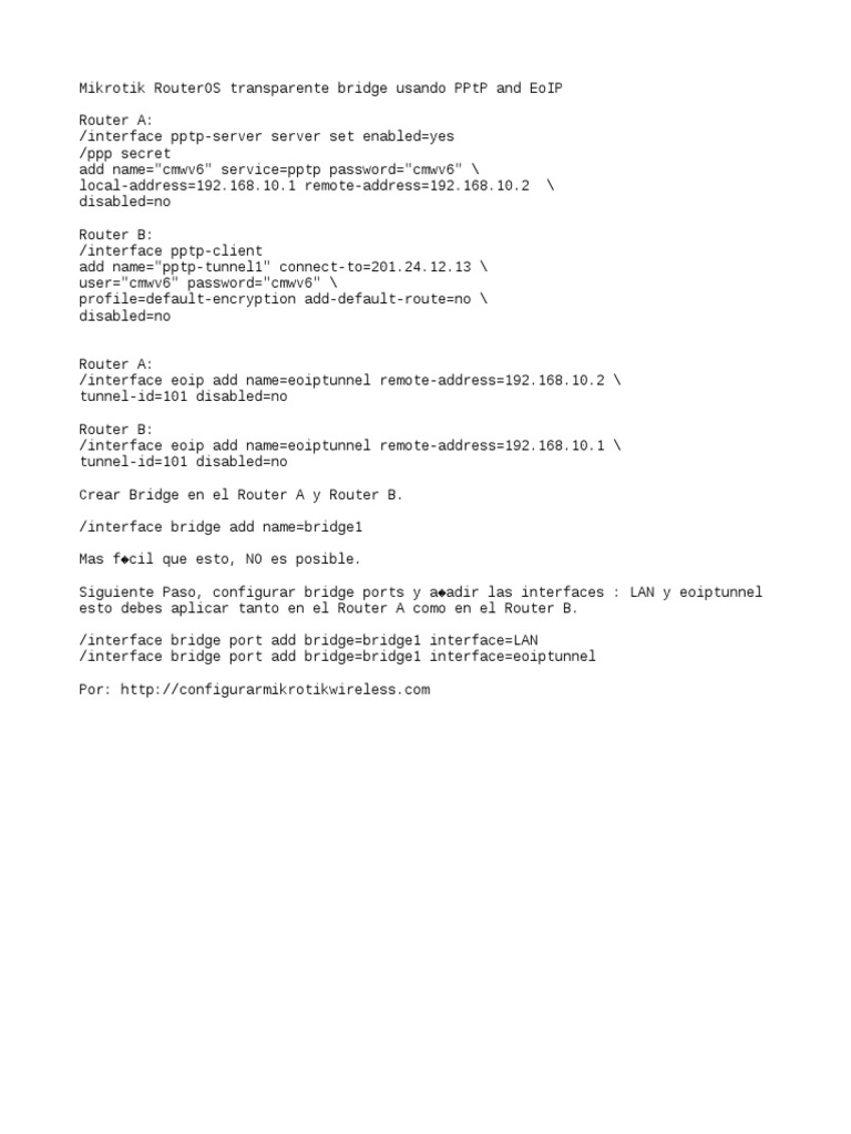 Script PPTP Over EoIP Mikrotik | PDF