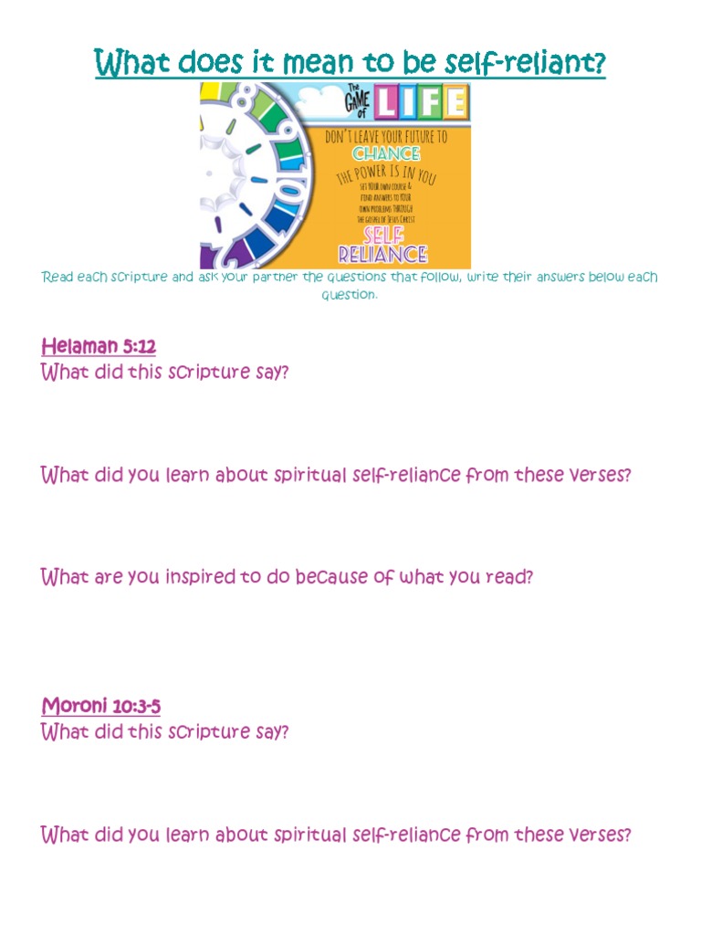 What Does It Mean To Be Self-Reliant?: What Did This Scripture Say? | PDF