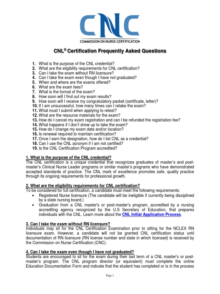 CNL Certification Frequently Asked Questions: CNL Initial Application ...