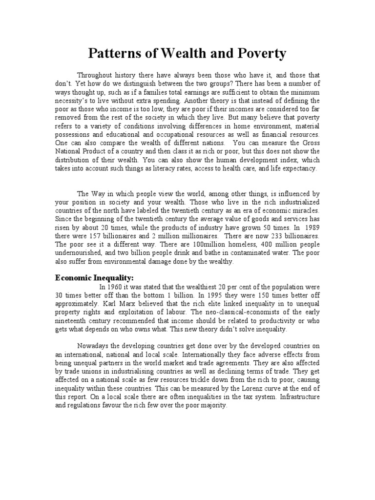 Patterns of Wealth and Poverty: Economic Inequality | PDF | Economic ...