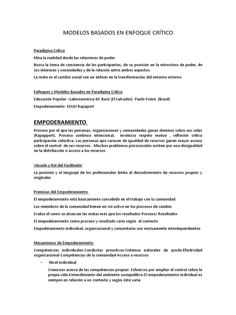 Enfoque Critico | PDF | Empoderamiento | Paradigma