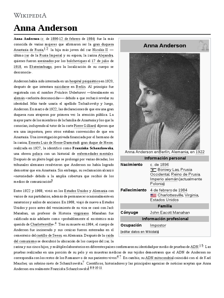 Anna Anderson | PDF | Historia | Clásicos