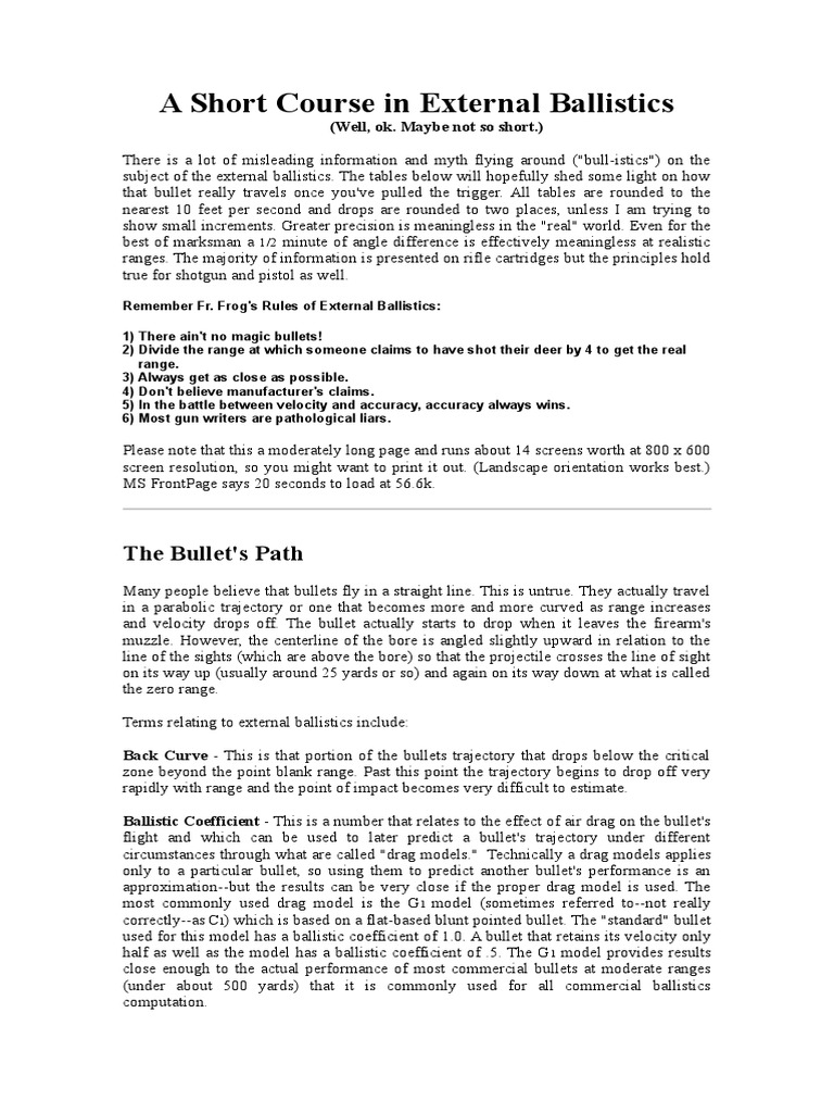 A Short Course in External Ballistics | PDF | Bullet | Flight