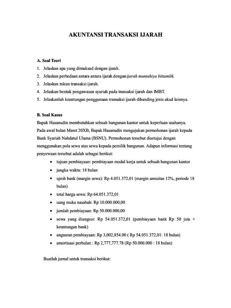 Bab 12 Akuntansi Transaksi Ijarah | PDF | Hukum