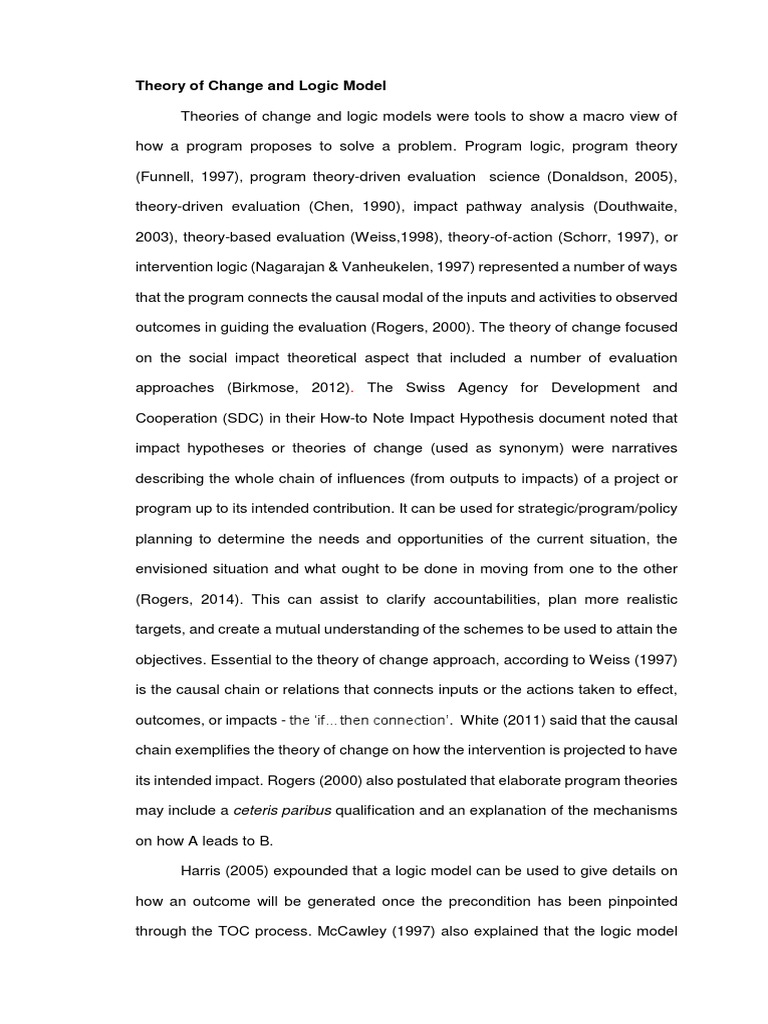 Theory of Change and Logic Model | PDF | Violence | Evaluation