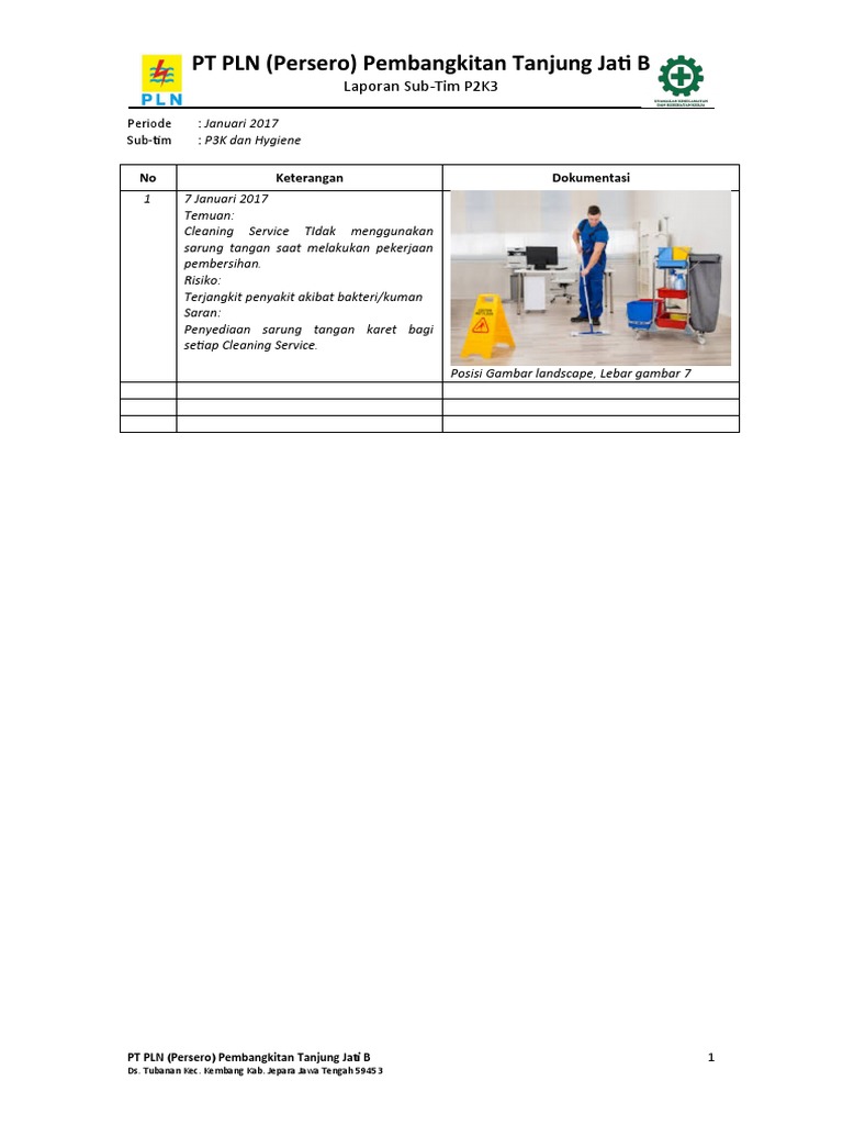 Format Laporan Sub-Tim P2K3 | PDF