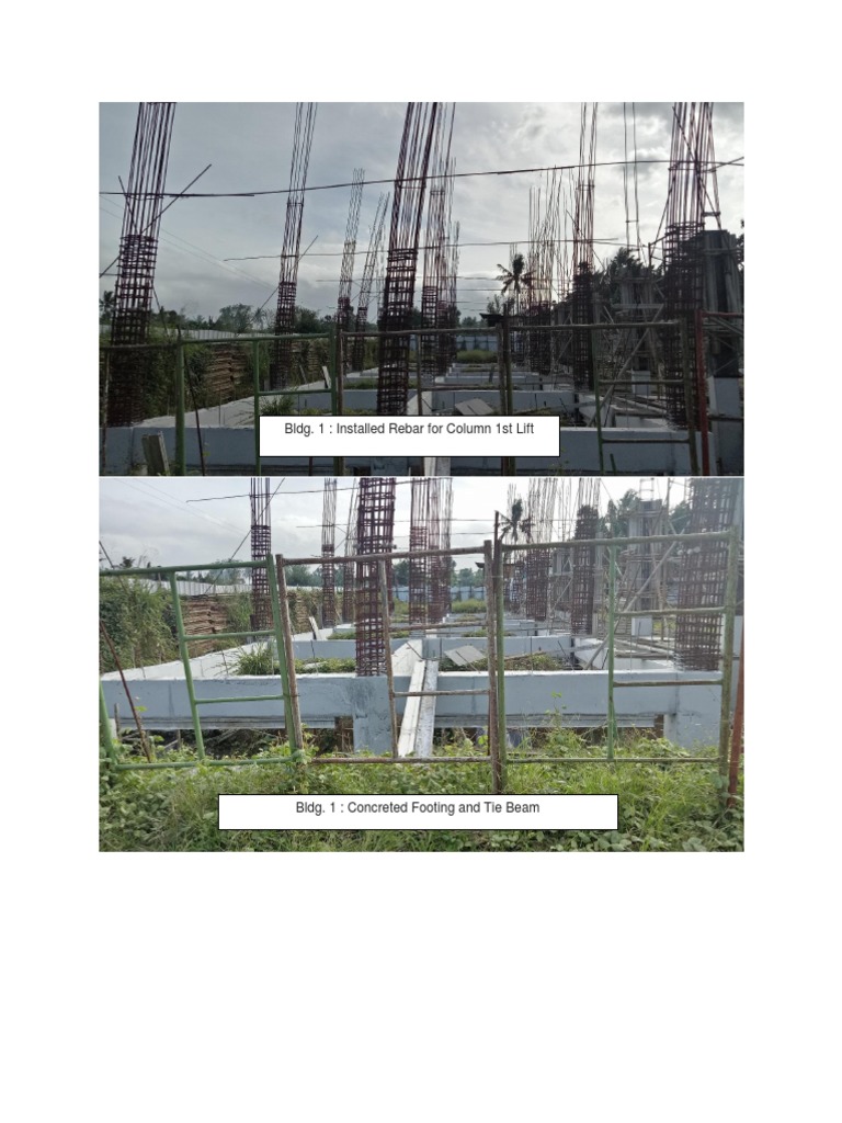 Bldg. 1: Installed Rebar For Column 1st Lift | PDF