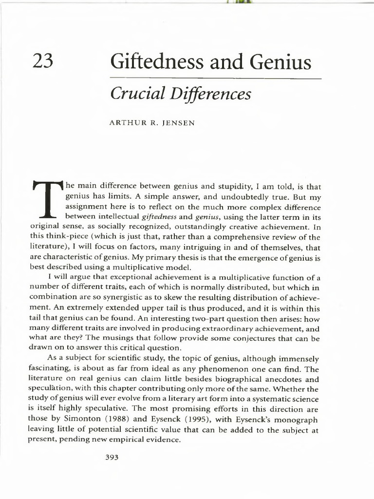 23 Giftedness and Genius: Crucial Differences | PDF | Intellectual ...