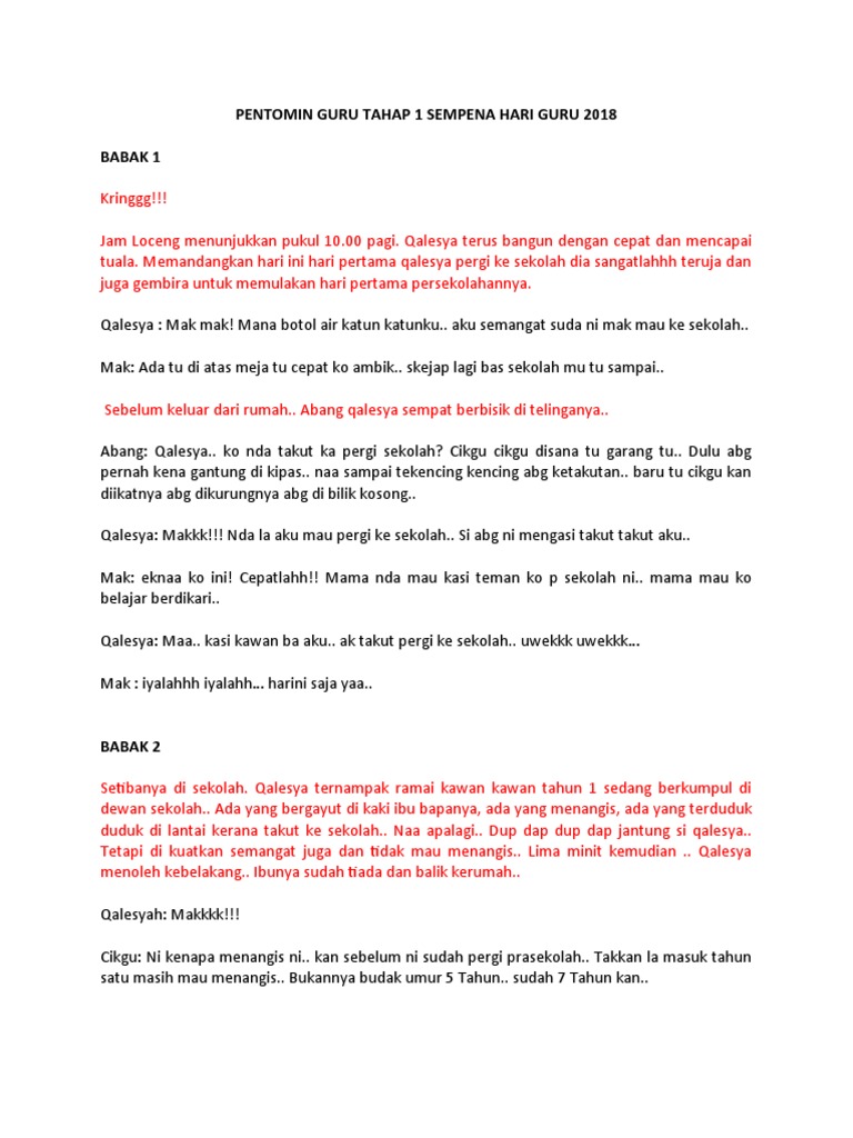 Pentomin Guru Tahap 1 Sempena Hari Guru 2018 | PDF