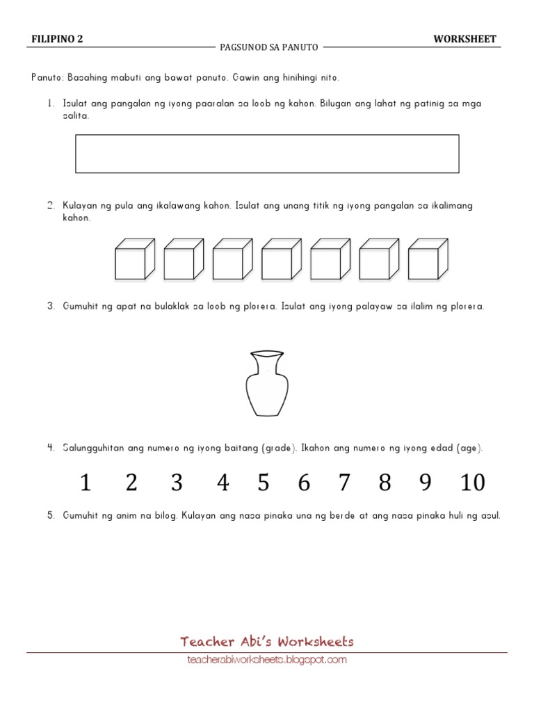 Filipino 2 - Pagsunod Sa Panuto - 1 PDF | PDF