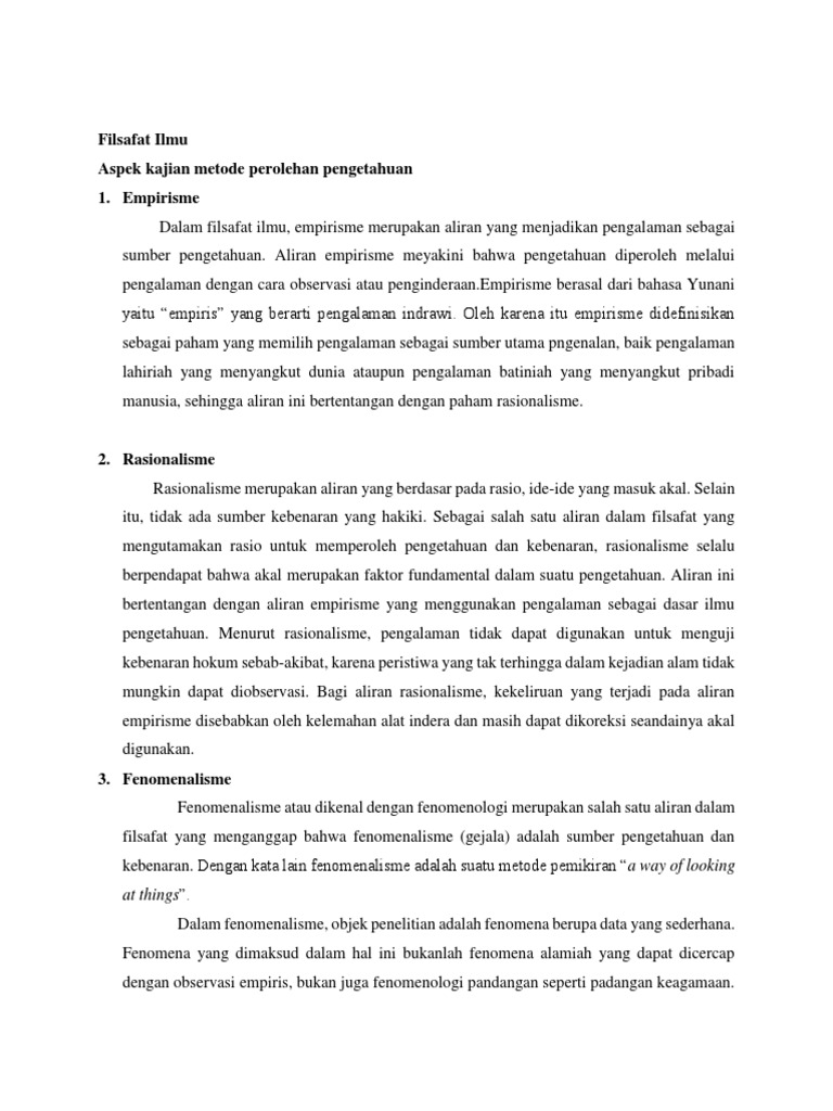 Empirisme, Rasionalisme, Fenomenalisme, Cara Berpikir Filsafat Ilmu ...
