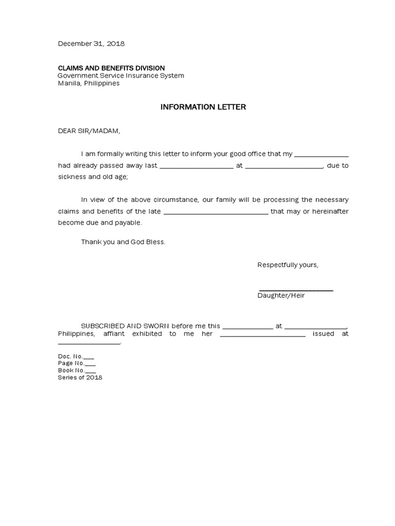 Information Letter Sample