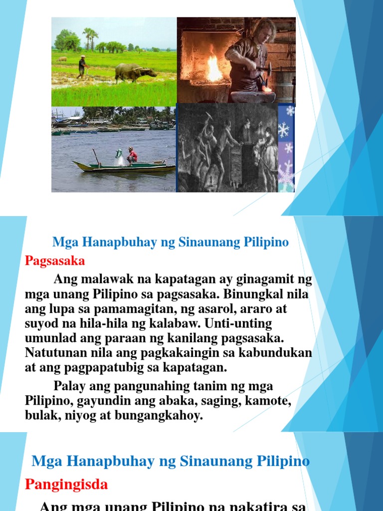 Mga Hanapbuhay Ng Sinaunang Pilipino Mga Hanapbuhay Ng Sinaunang Pilipino