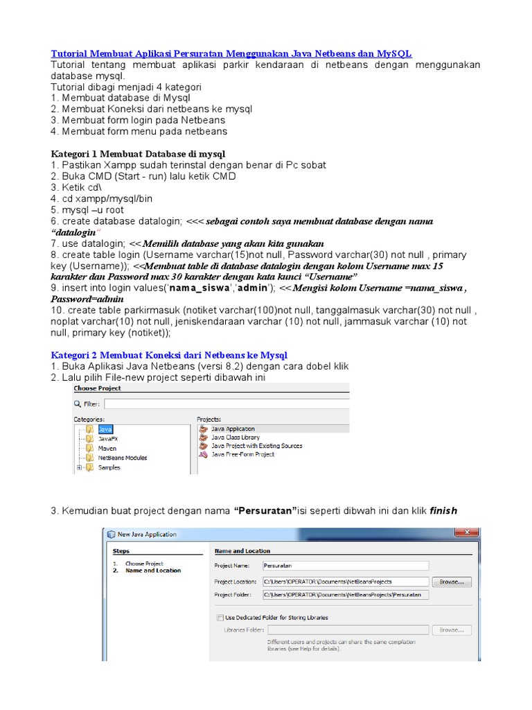 Membuat Aplikasi Parkir Kendaraan Sederhana dengan Java Netbeans dan Database MySQL | PDF