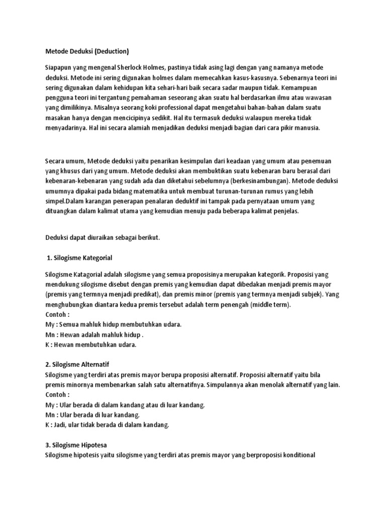 Metode Deduksi | PDF | Filsafat | Pengembangan Diri