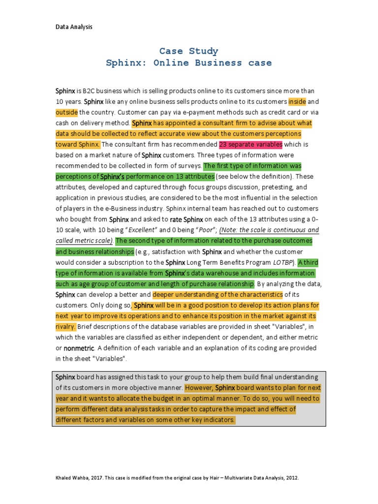 Case Study - Sphinx PDF | PDF | Electronic Business | Data Analysis