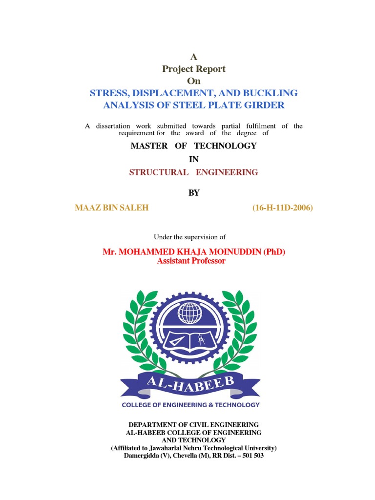 Abstract For Thesis On Stress, Displacement, and Buckling Analysis of A Steel Plate Girder | PDF ...