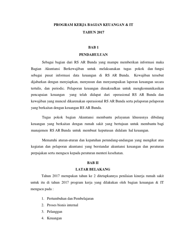 Program Kerja Bagian Keuangan | PDF