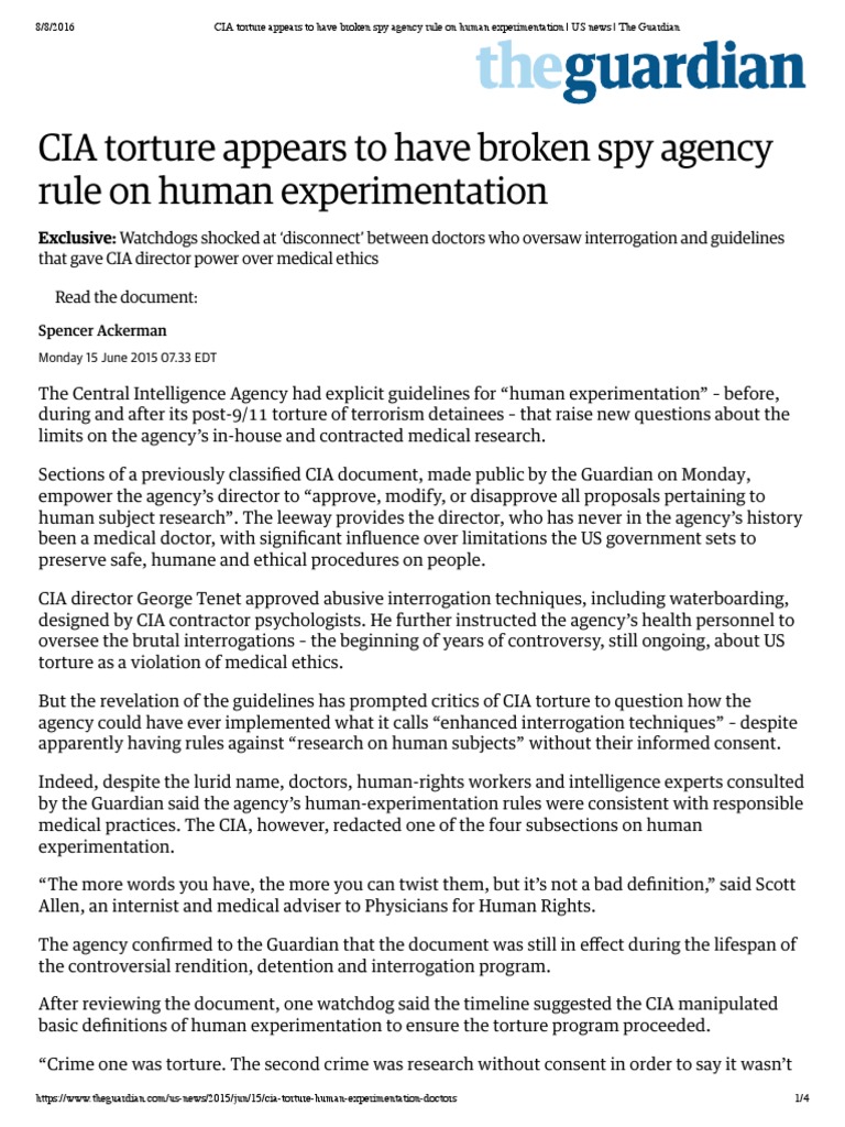 CIA Torture Appears To Have Broken Spy Agency Rule On Human ...