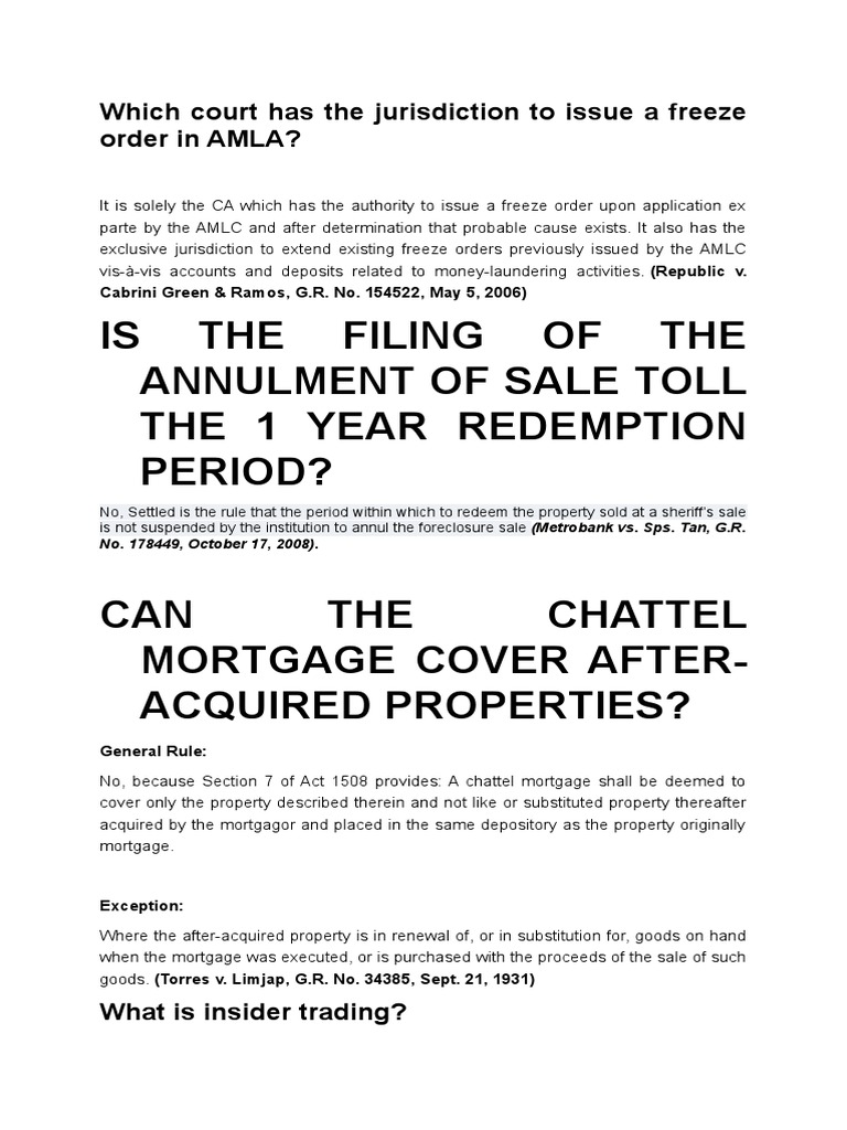 Which Court Has The Jurisdiction To Issue A Freeze Order in AMLA | PDF ...