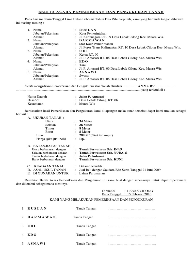 Contoh Surat Tanah (SPPT) | PDF