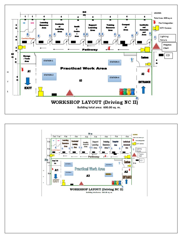 Workshop Layout (Driving NC Ii) : Legend: Total Area: 600 SQ.M Fire ...