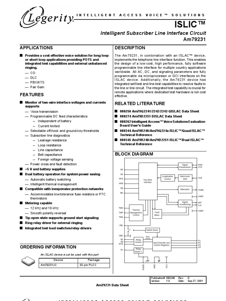 Islic™: Intelligent Subscriber Line Interface Circuit | PDF ...