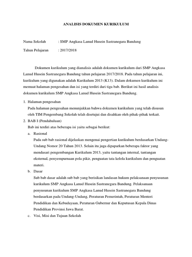 Analisis Dokumen Kurikulum | PDF