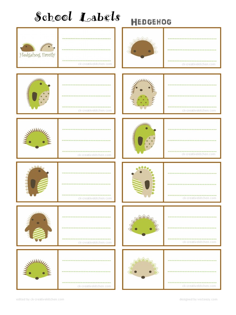 School Label Hedgehog PDF | PDF