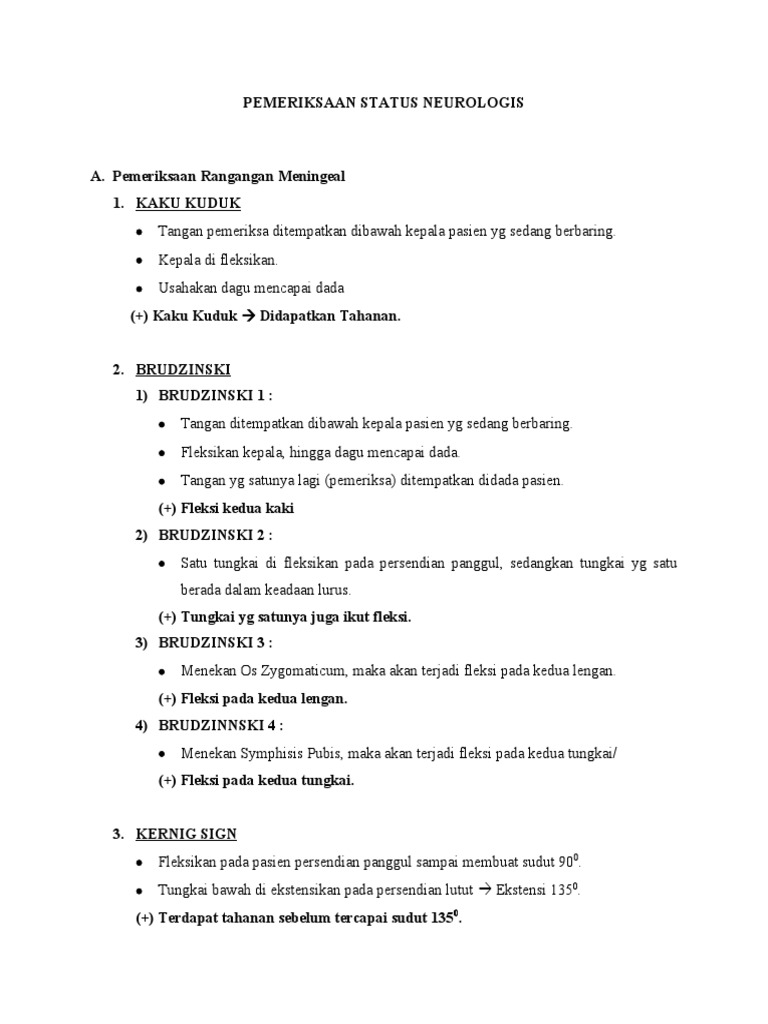 Pemeriksaan Status Neurologis | PDF