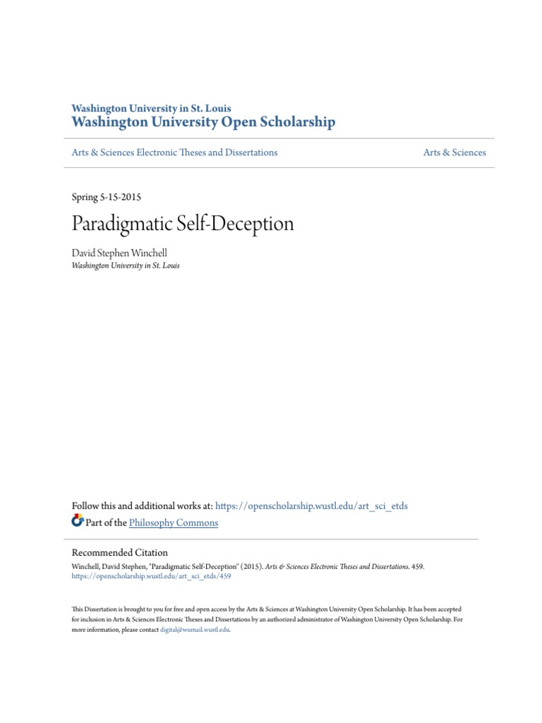 Paradigmatic Self Deception | PDF | Bad Faith | Deception