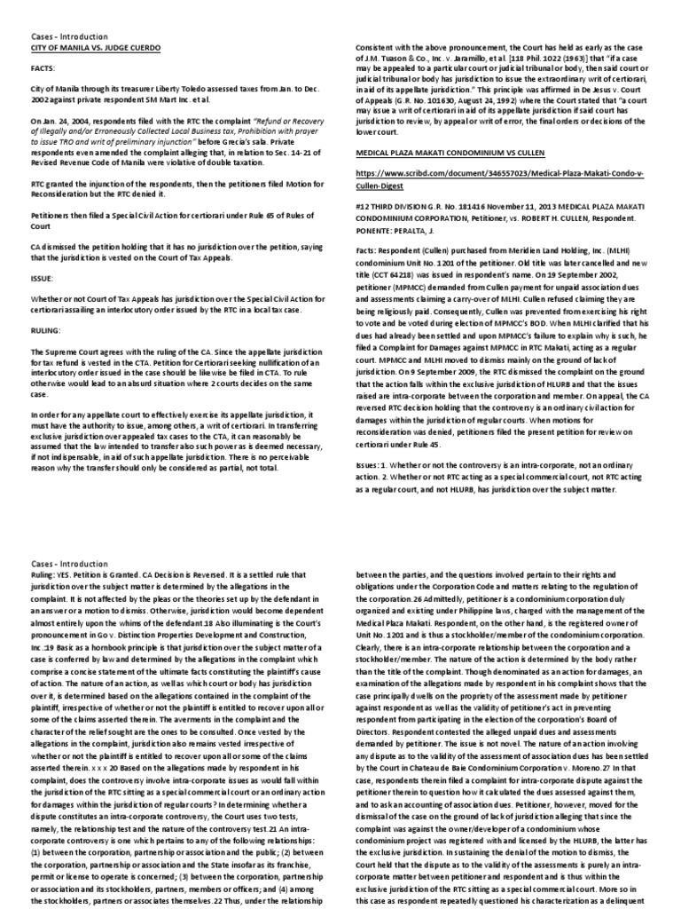Cases - Introduction: City of Manila vs. Judge Cuerdo Facts | PDF ...