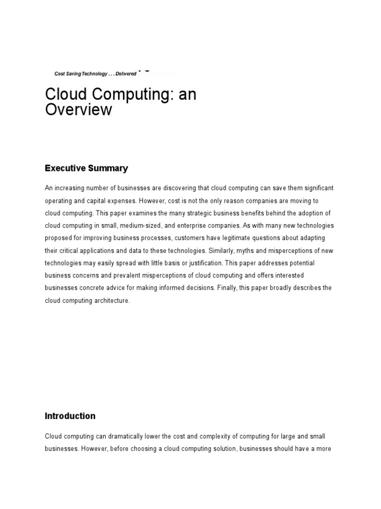 Cloud Computing An Executive Summary Pdf Server Computing