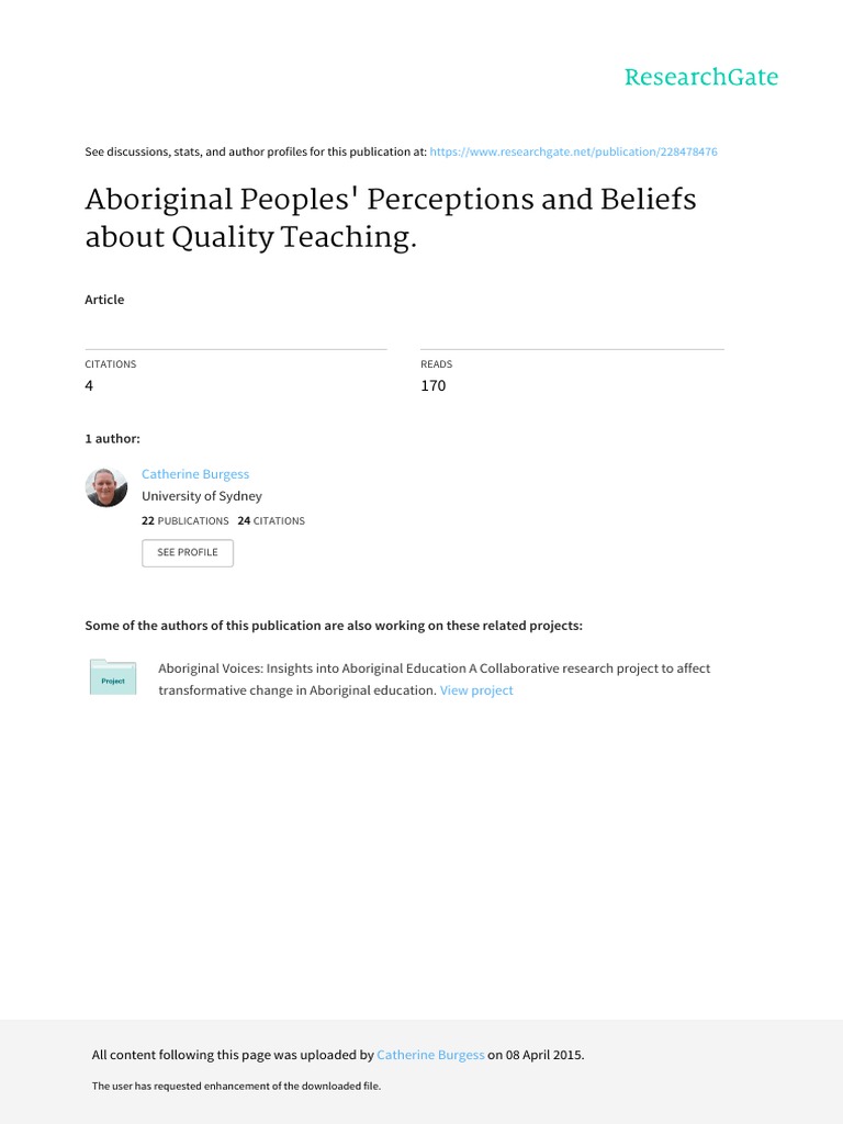 Aboriginal Peoples Perceptions | PDF | Teacher Education | Indigenous ...