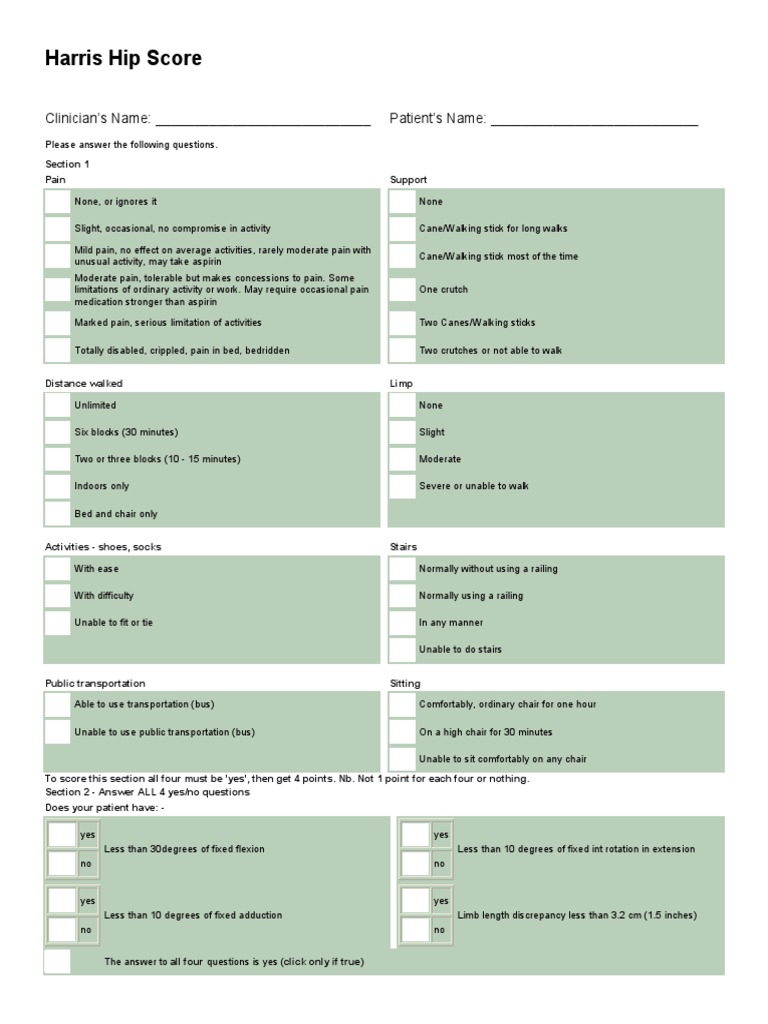 Harris Hip Score | PDF | Anatomical Terms Of Motion | Hip