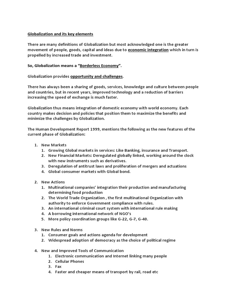 Globalization and Its Key Elements | Download Free PDF | Globalization ...