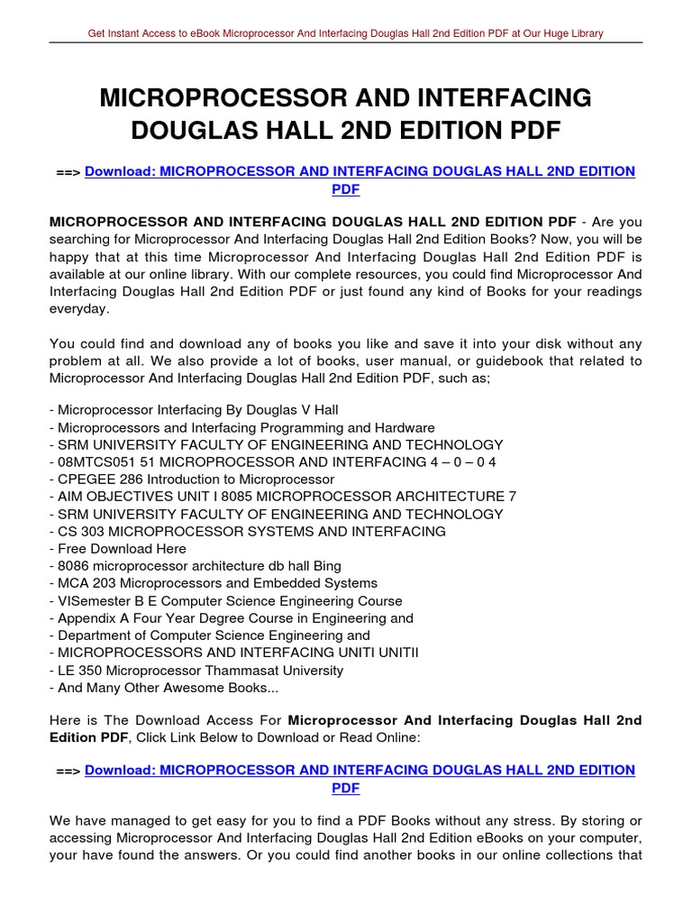 Microprocessor and Interfacing Douglas Hall 2nd Edition | PDF ...