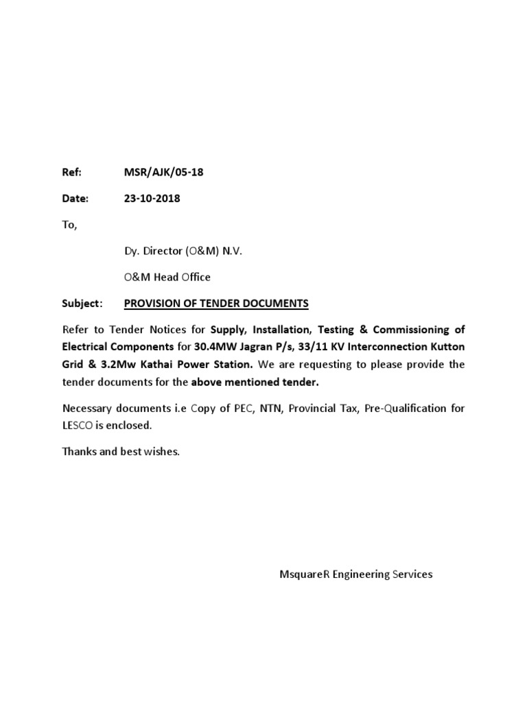 Tender Request | PDF