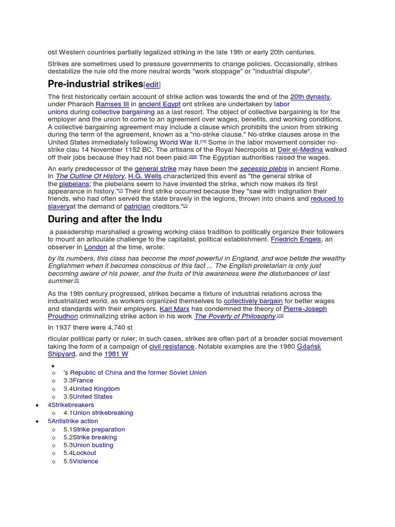 History of Strike Actions | PDF | Strike Action | Business Ethics