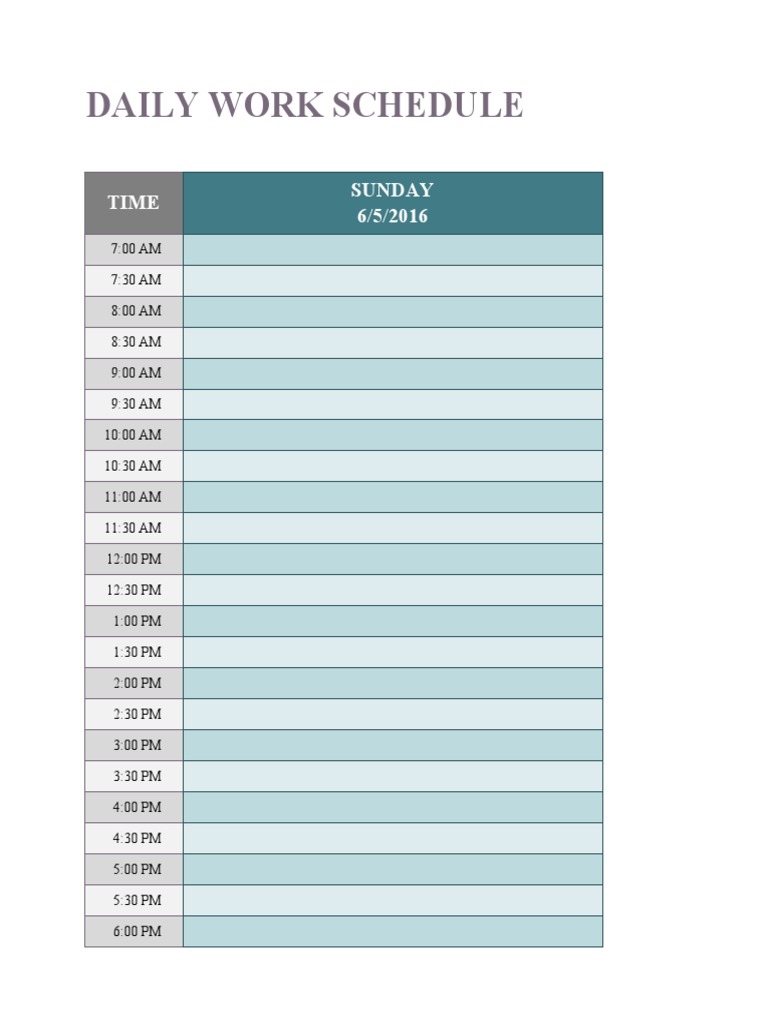 Daily Work Schedule Template | PDF
