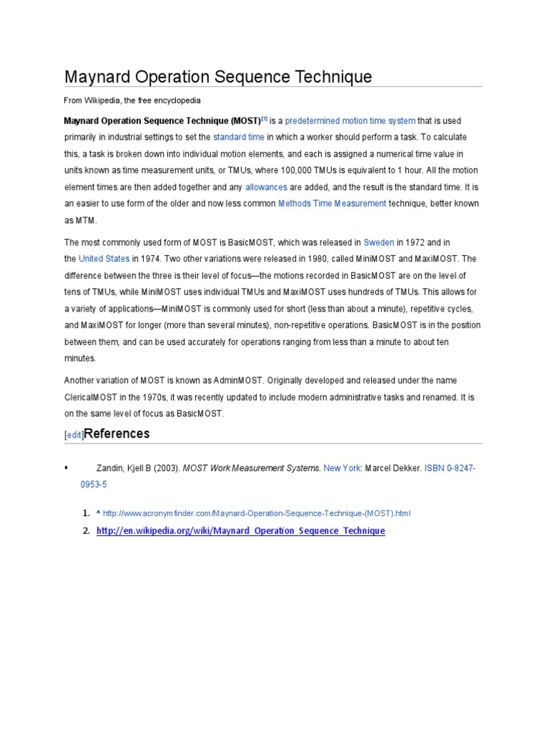 Maynard Operation Sequence Technique | PDF
