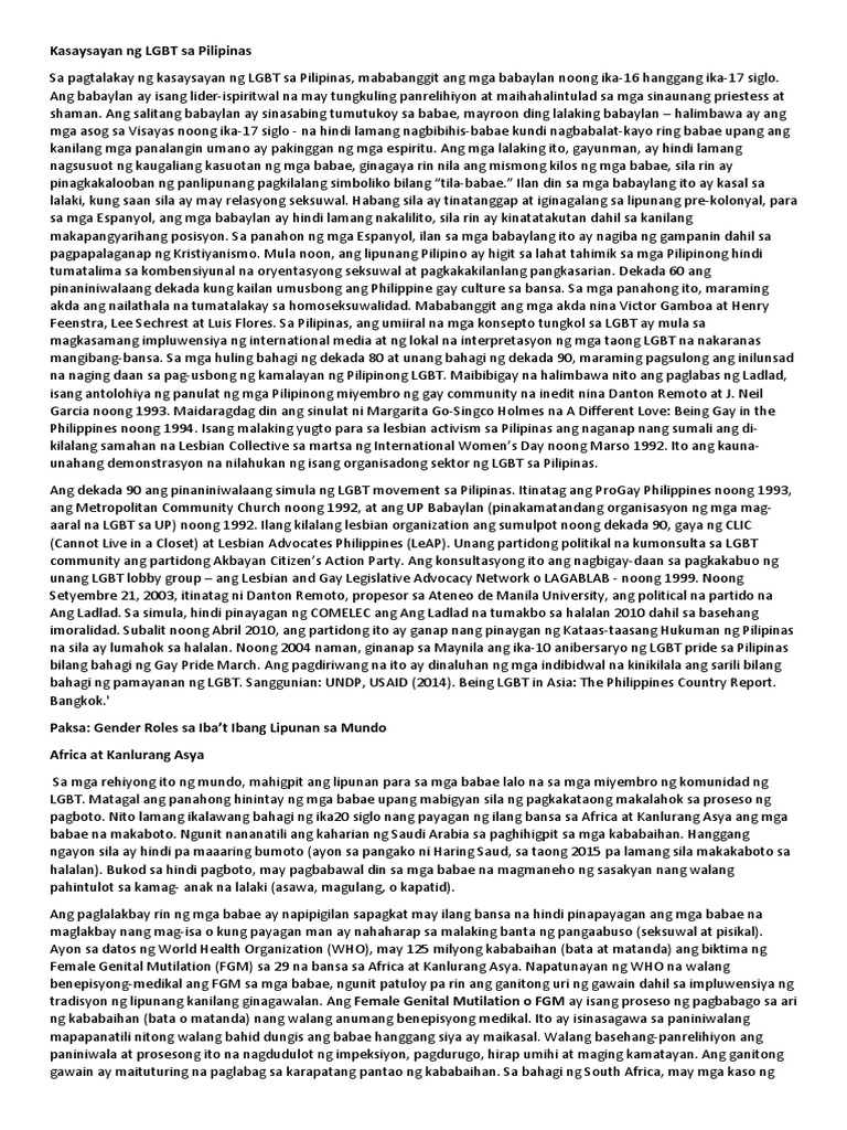 Kasaysayan NG LGBT Sa Pilipinas | PDF