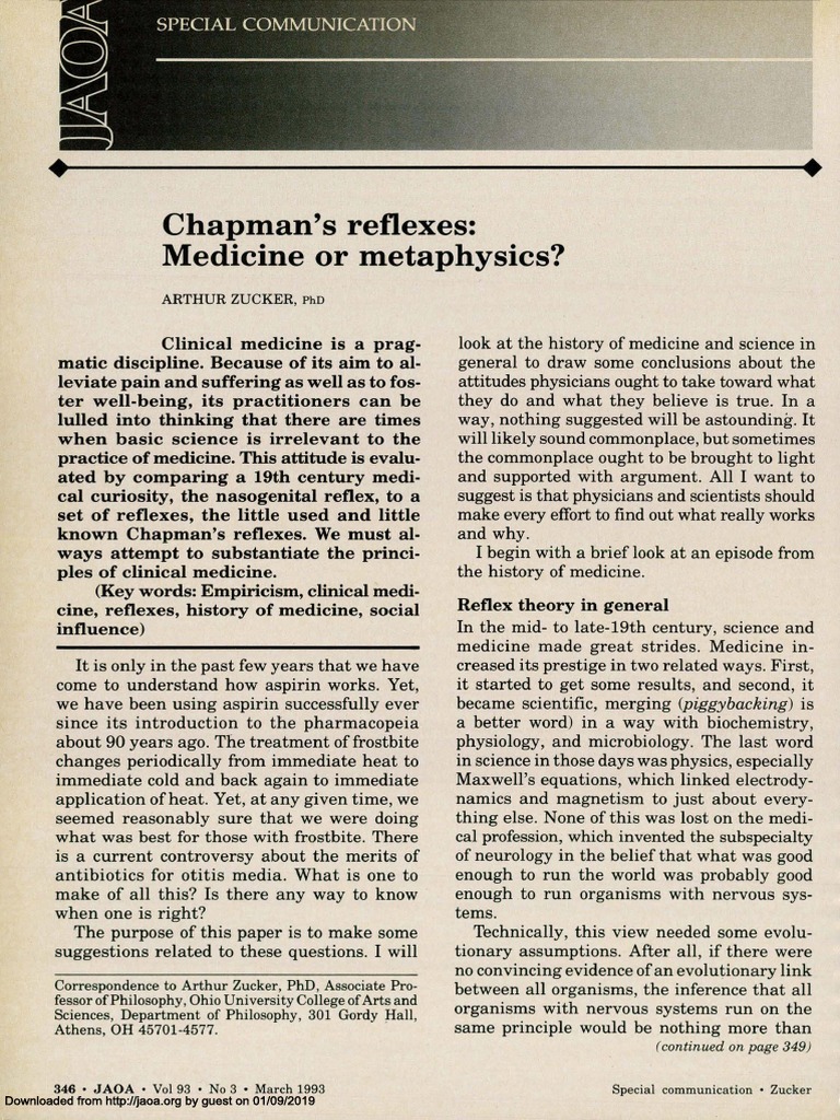 Chapman's Reflexes: Medicine or Metaphysics? | PDF | Theory | Laughter