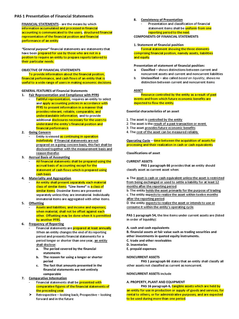 PAS 1 Presentation of Financial Statements | Income Statement ...