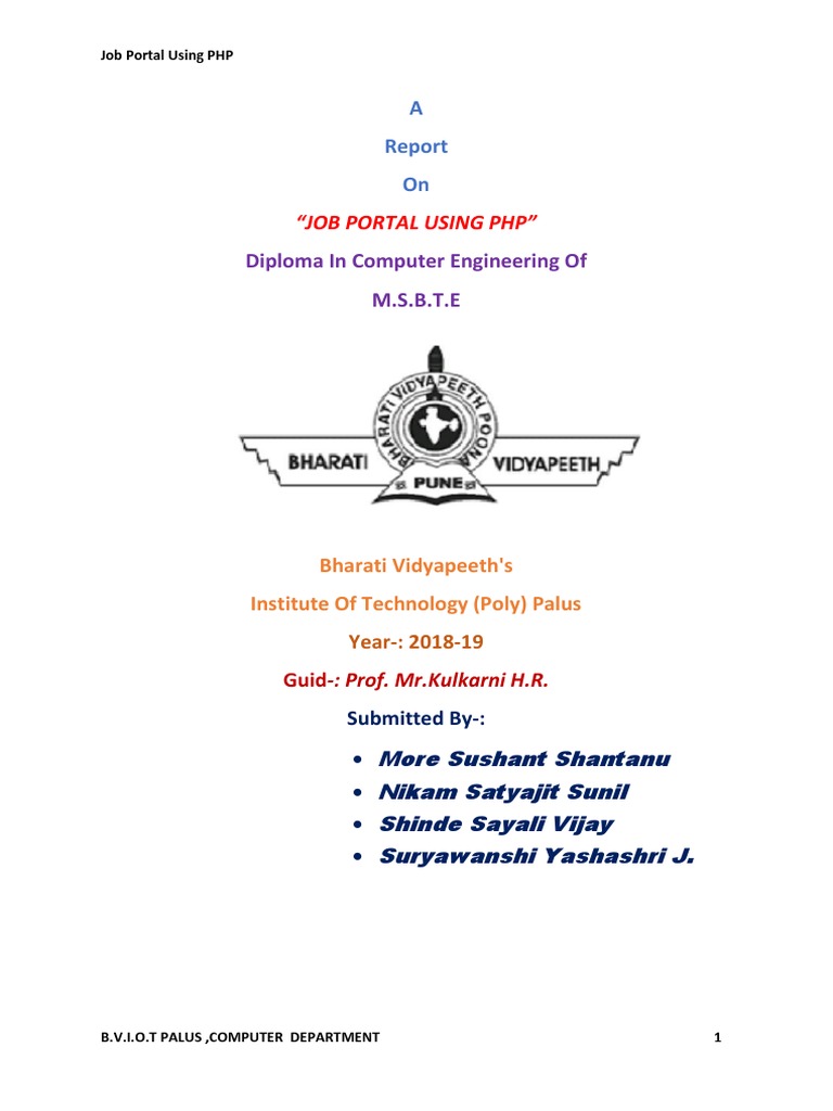 Online Job Portal Using PHP, MySQL Project Full Report | PDF ...