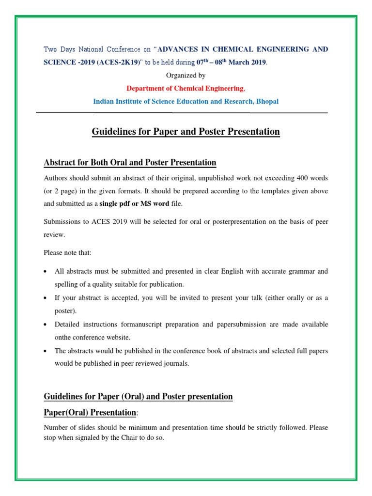 Guideline and Poster Paper | Download Free PDF | Abstract (Summary ...