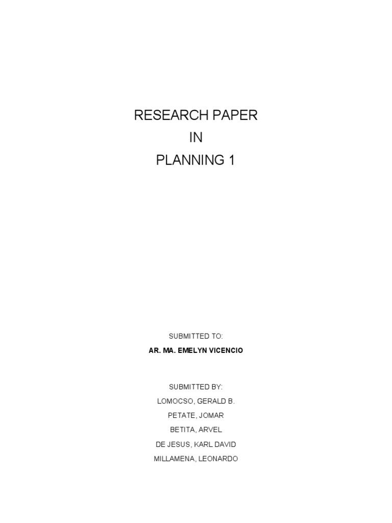 Research Paper IN Planning 1: Submitted To | PDF