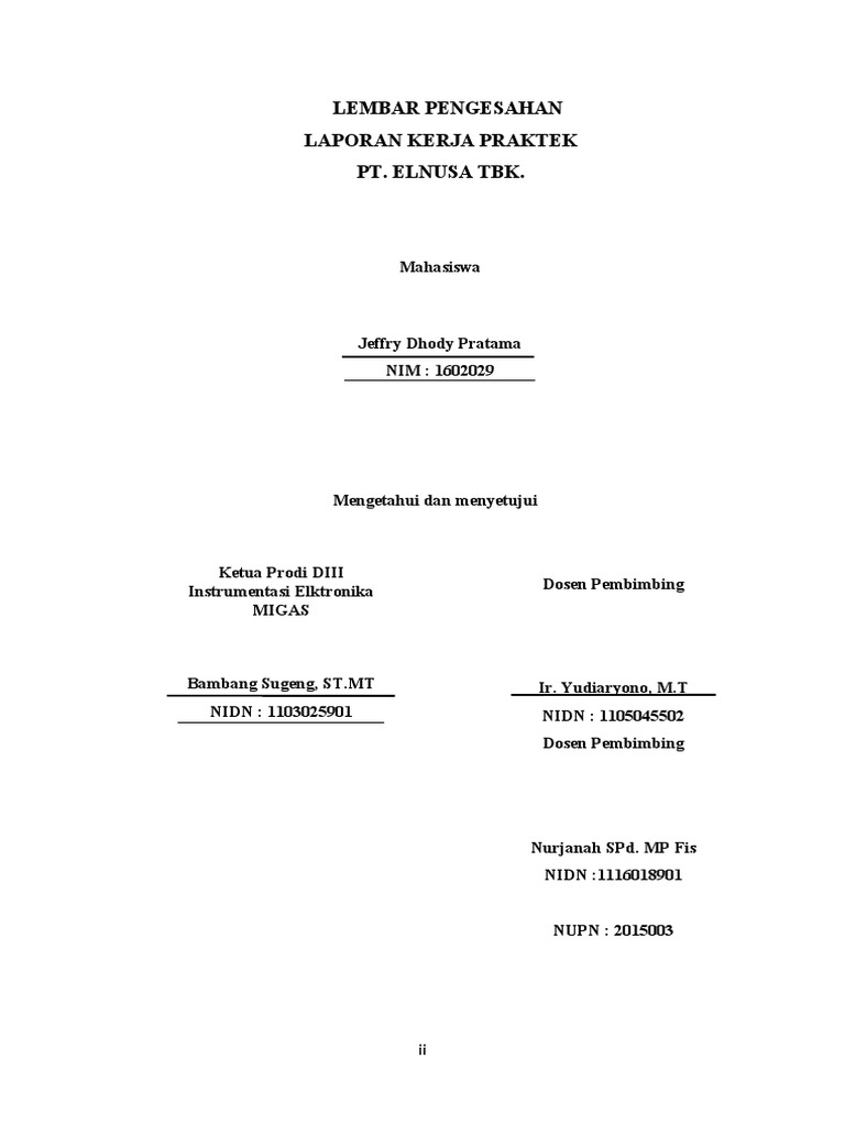 Lembar Pengesahan Laporan | PDF