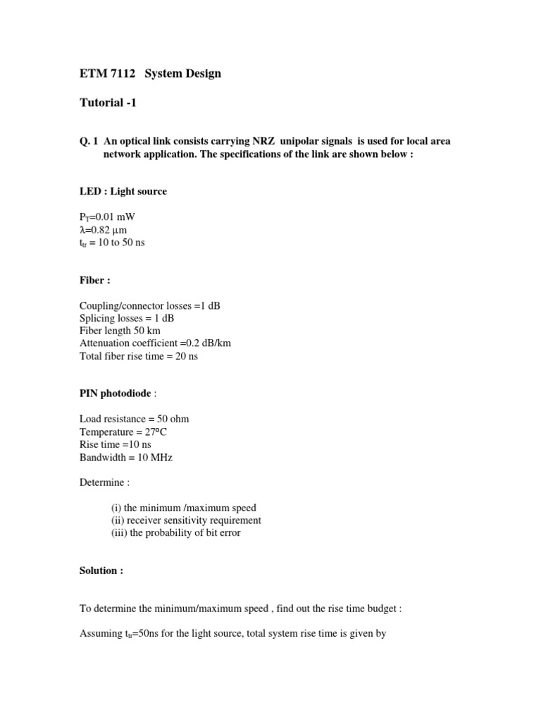 OFC Design Examples | PDF | Optical Fiber | Dispersion (Optics)