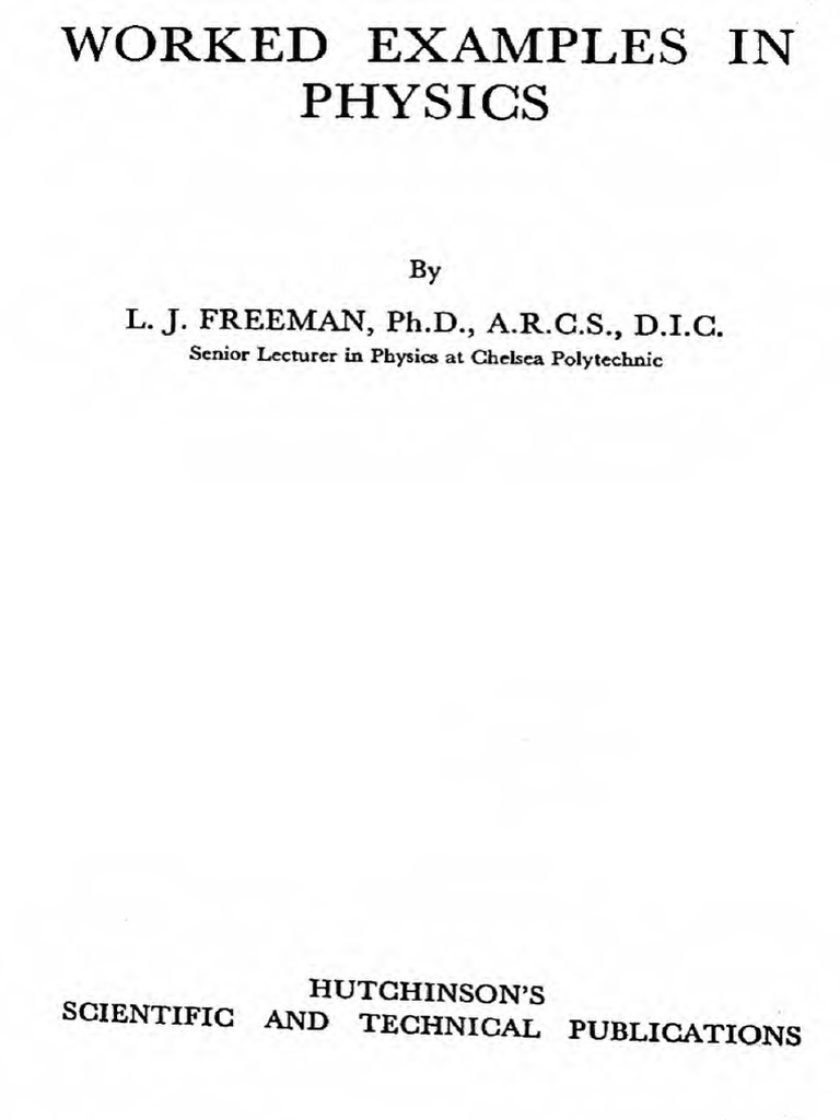 Worked Examples in Physics | PDF | Lens (Optics) | Acceleration